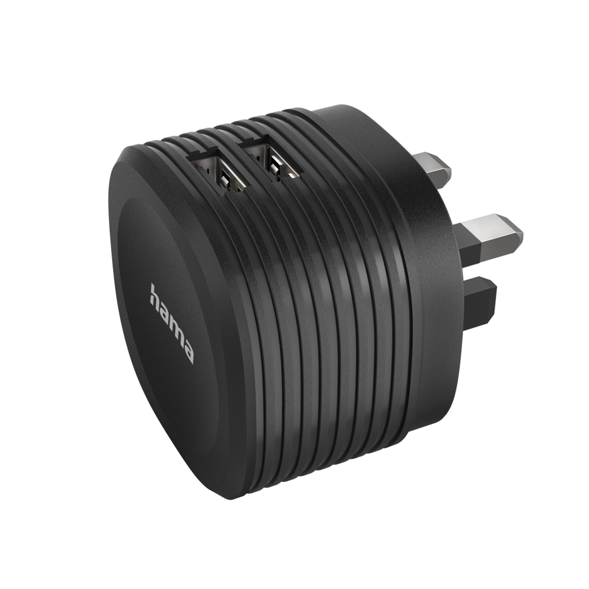 Hama Dual Charger, 2x USB, 2.4A with UK plug, black - Castle Cameras