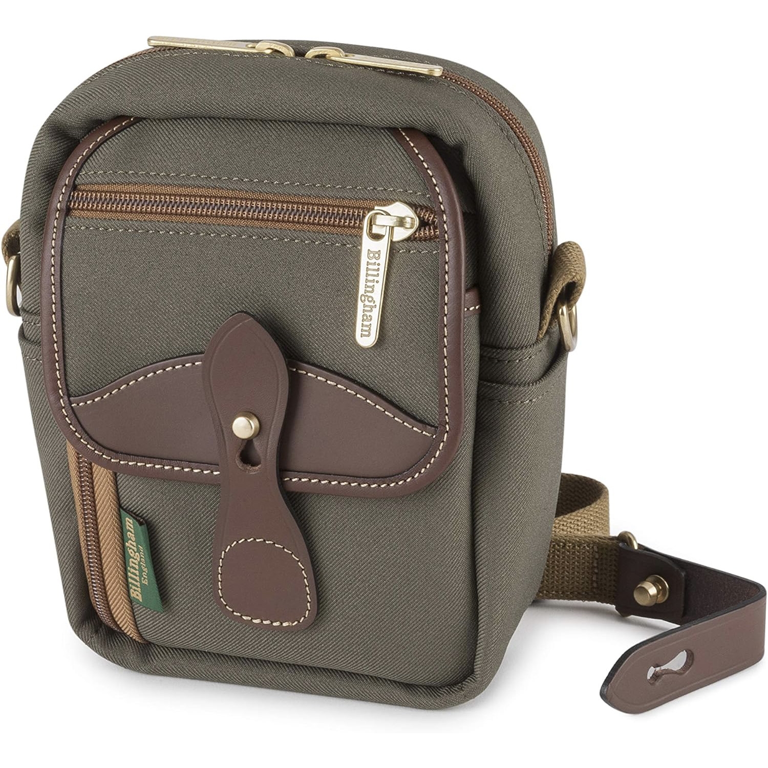 Billingham Compact Stowaway, Sage FibreNyte/Chocolate Leather trim ...