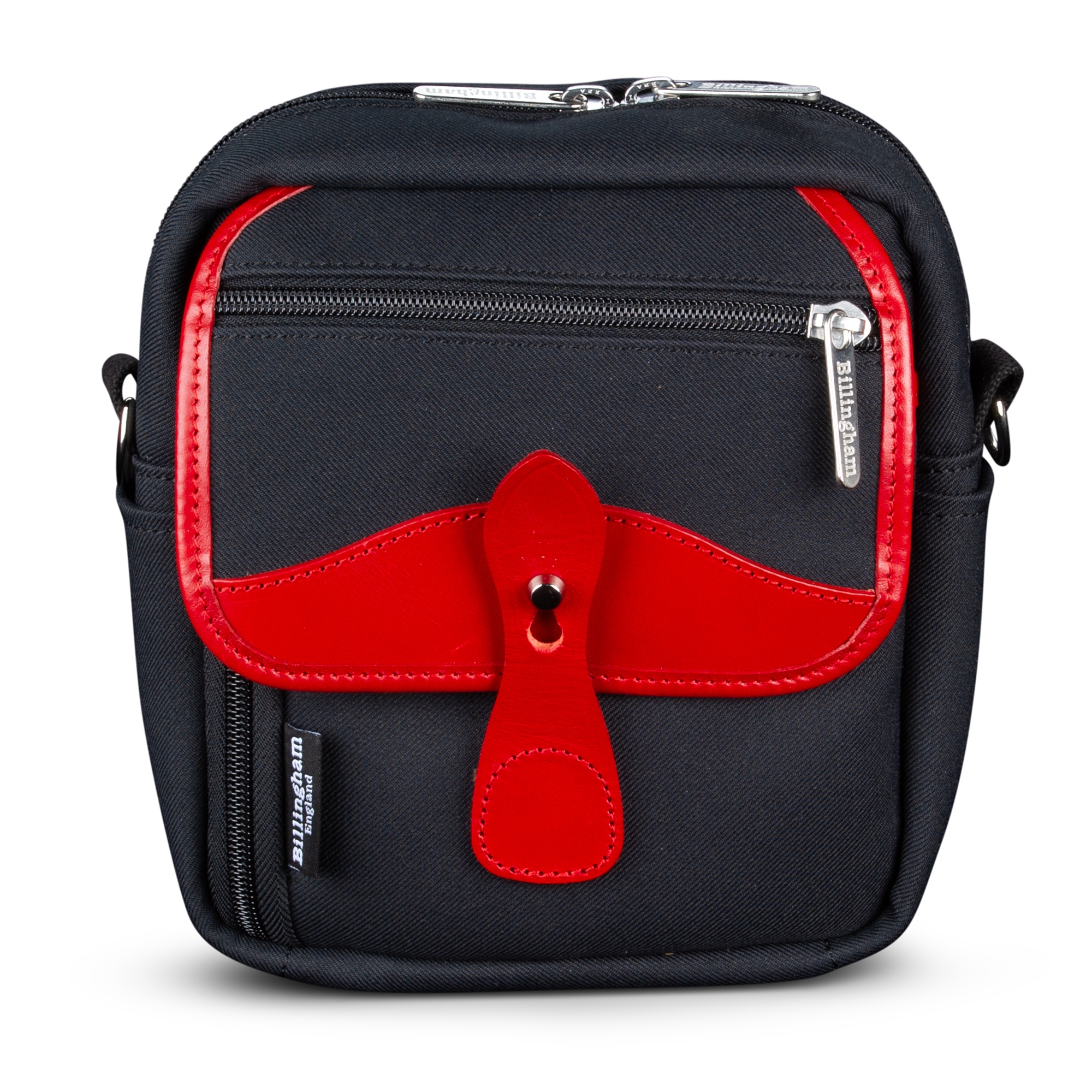 Billingham Pola Stowaway Camera Shoulder Bag, Black Fibrenyte-Red Trim ...